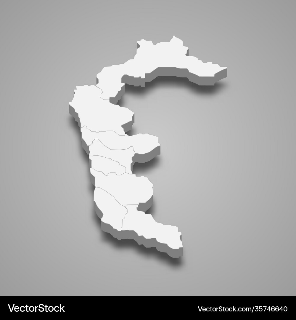 3d isometric map azad jammu and kashmir Royalty Free Vector