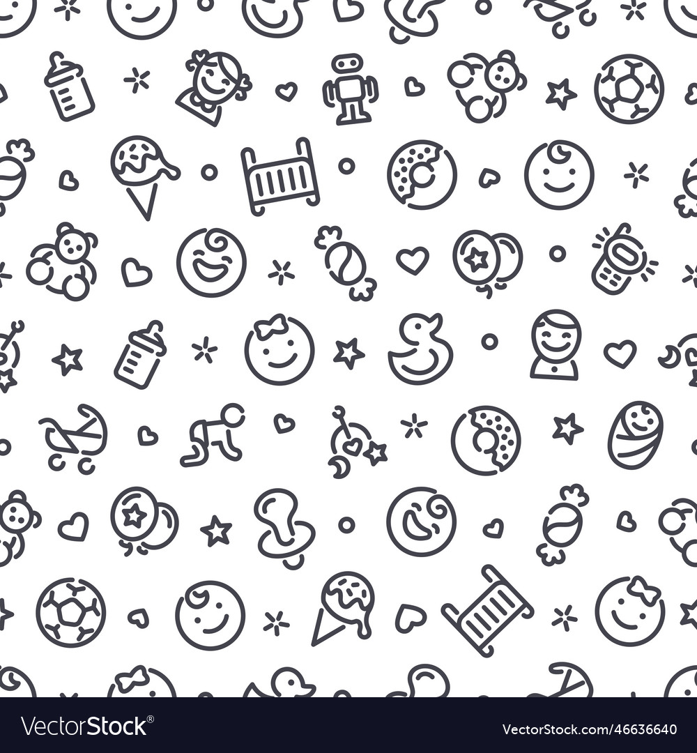 Baby seamless pattern with icons Royalty Free Vector Image Baby seamless pattern with icons Royalty Free Vector Image