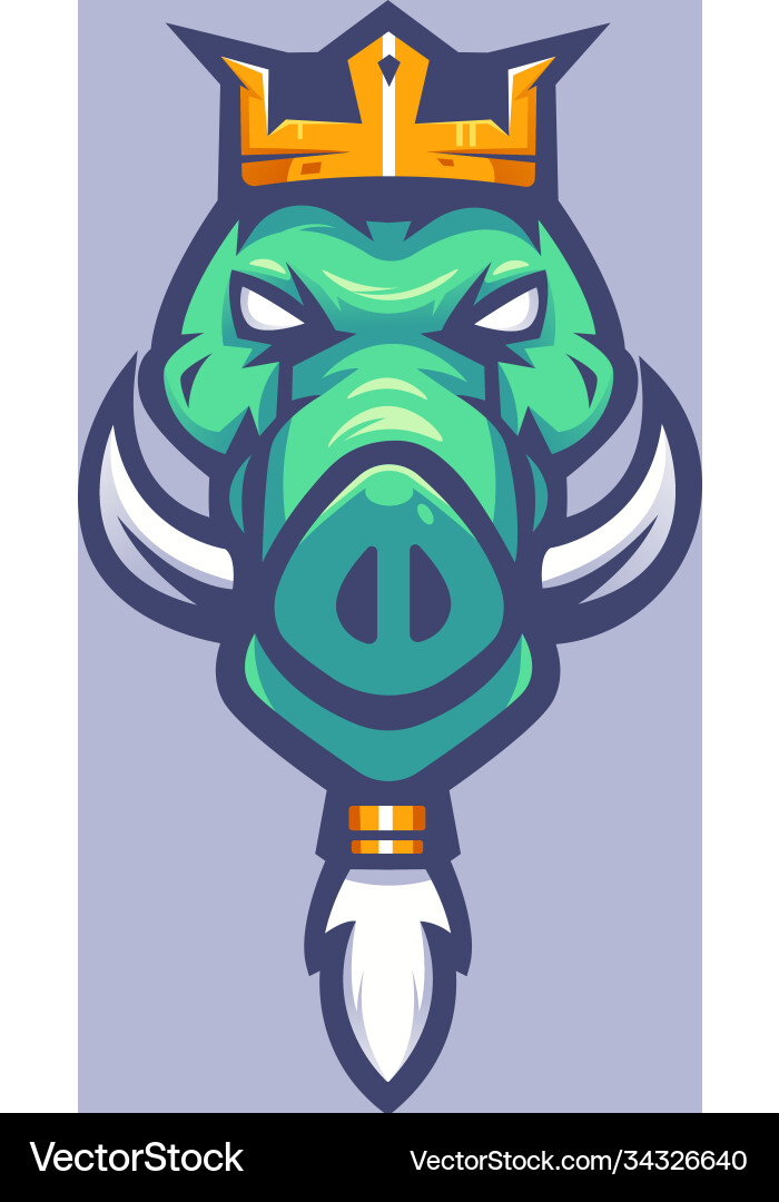 Boar king mascot logo design with modern Vector Image