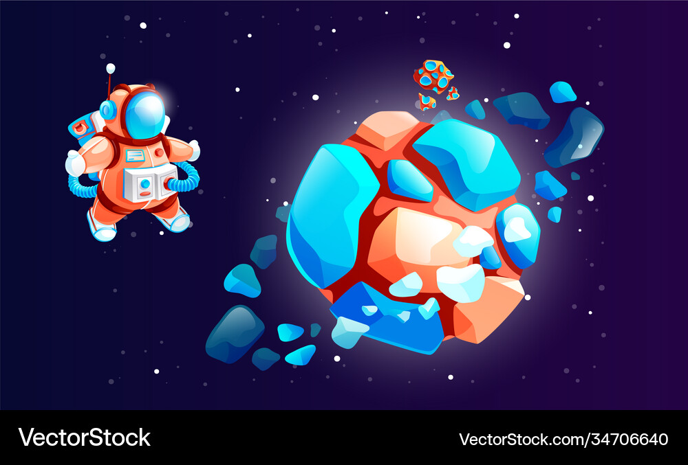 Cartoon astronaut on planet cosmic Royalty Free Vector Image
