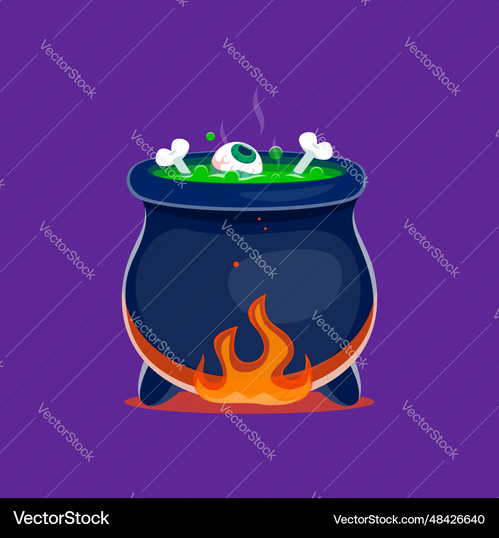 Cartoon halloween isolated witch cauldron Vector Image