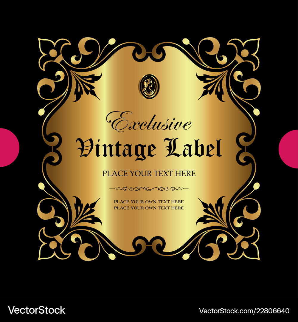 Exclusive ornate golden label Royalty Free Vector Image