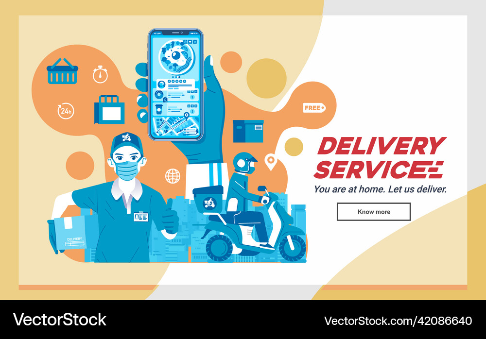 Food delivery app order sending Royalty Free Vector Image