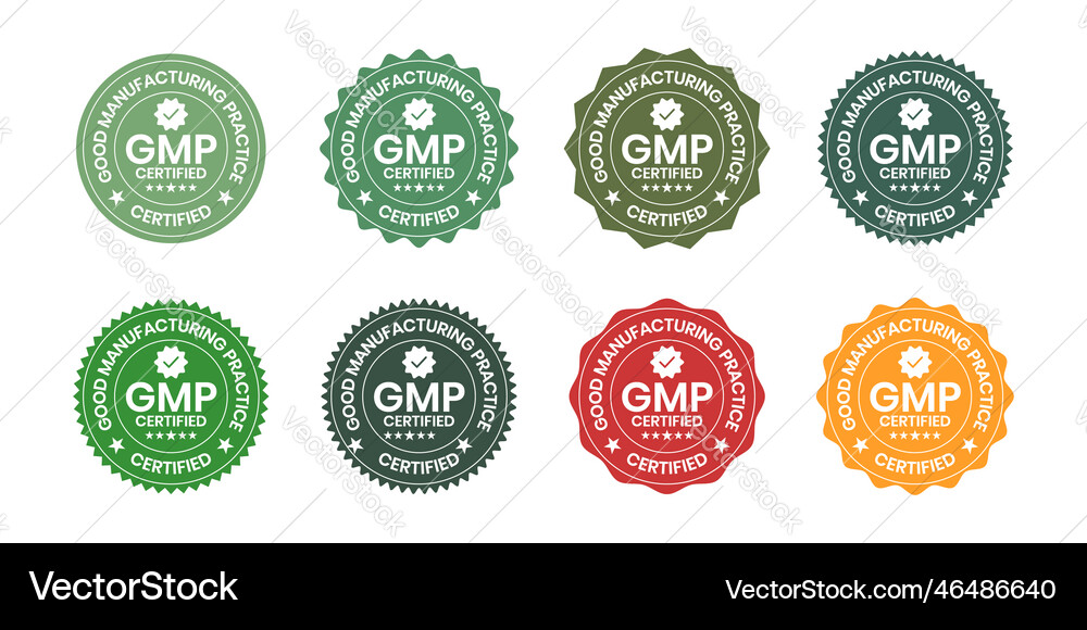 Gmp certified or good manufacturing practice Vector Image