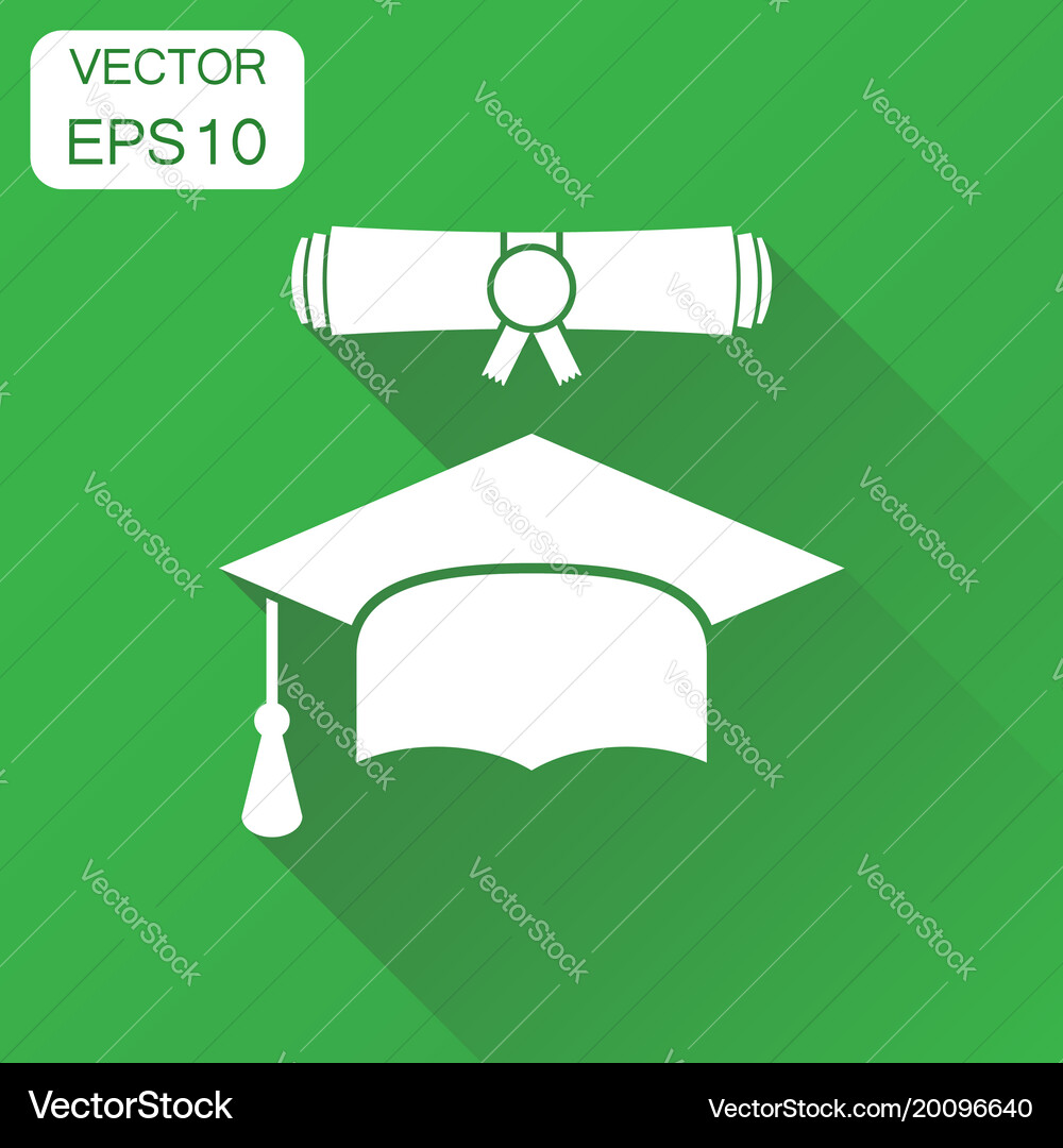 Graduation cap and diploma scroll icon business Vector Image
