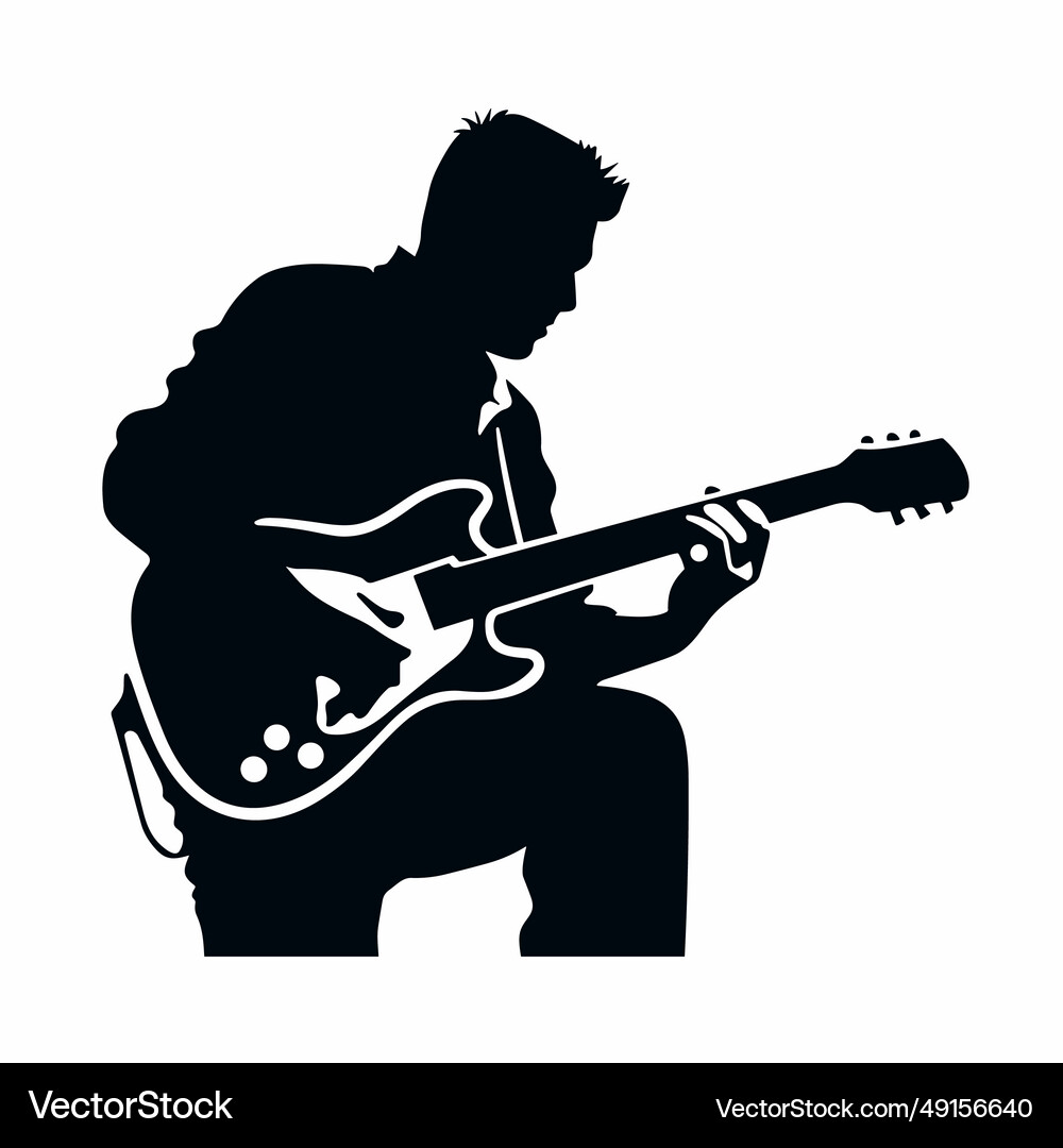Guitarist black icon on white background Vector Image