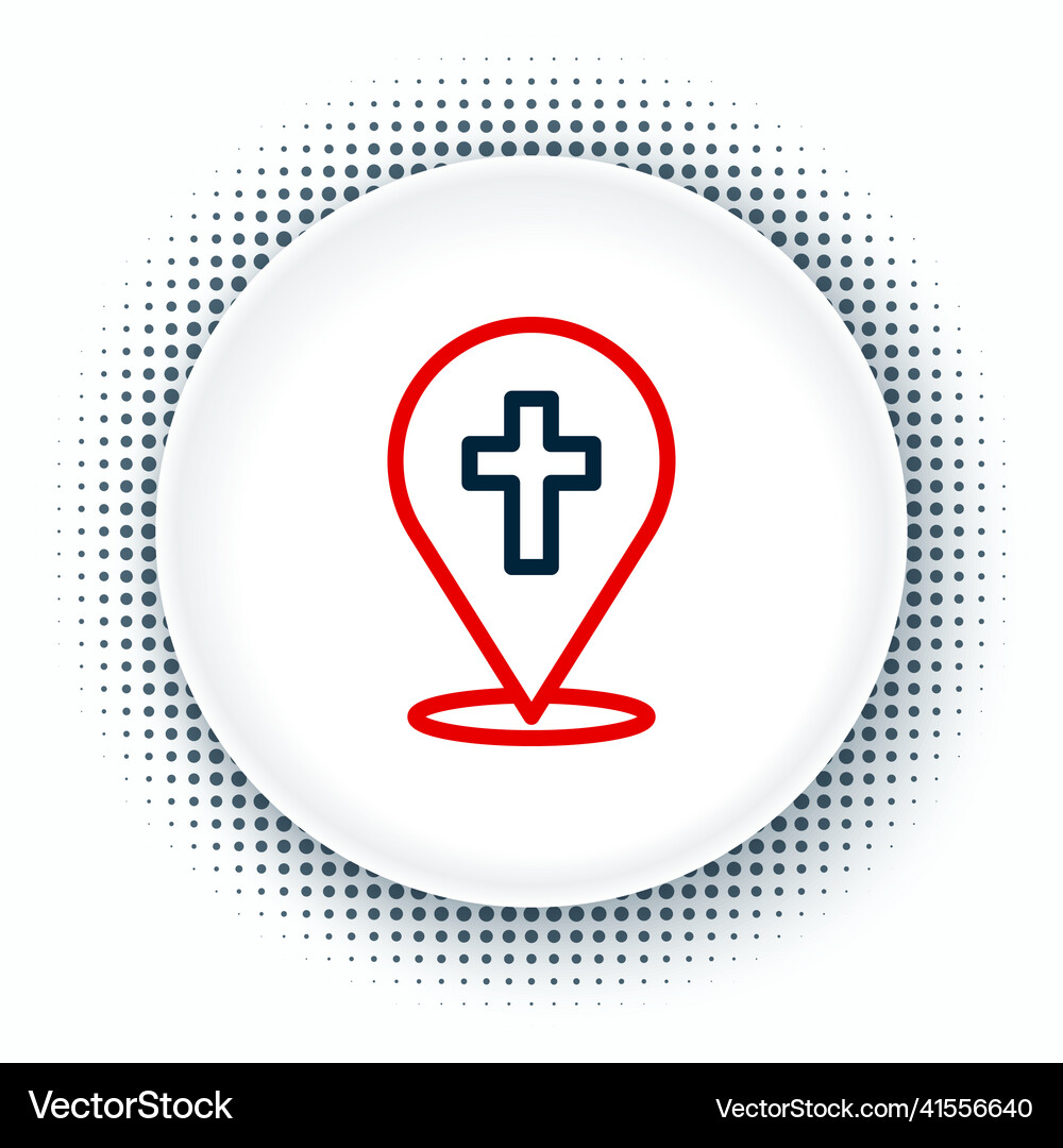 Line map pin church building icon isolated Vector Image