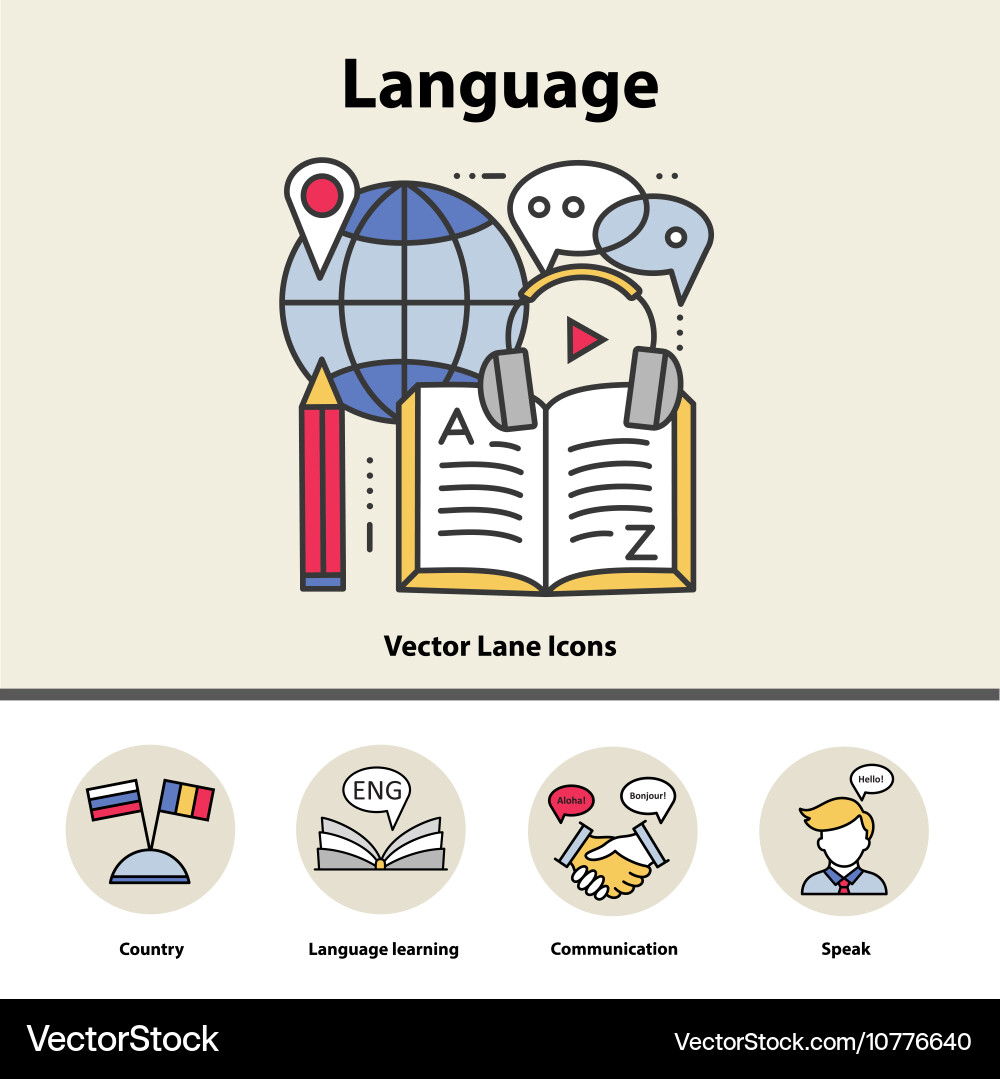 Modern thin line icons of learning foreign Vector Image