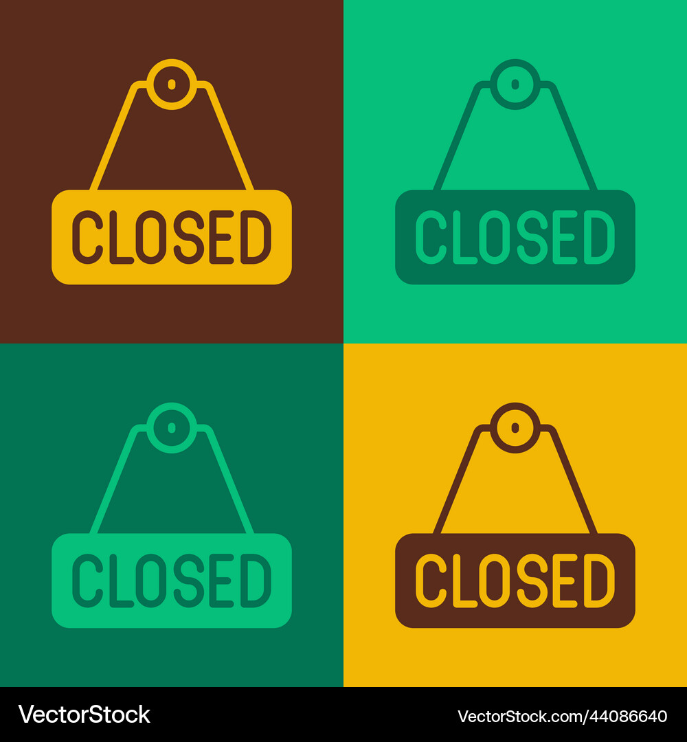 Pop art hanging sign with text closed icon Vector Image