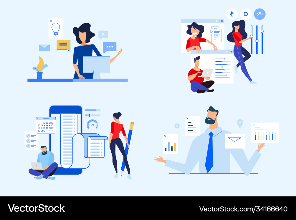 Set business people concepts Royalty Free Vector Image