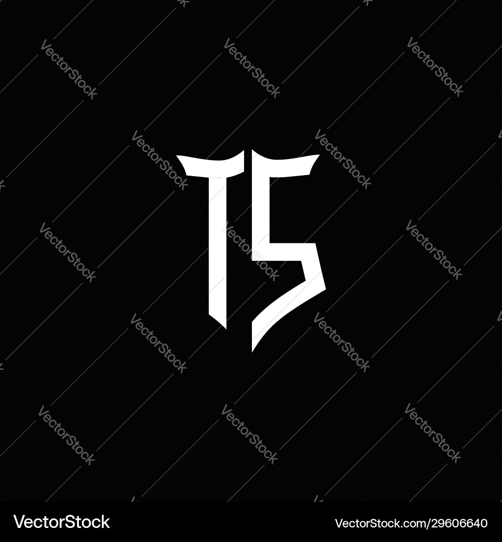 Ts monogram letter logo ribbon with shield style Vector Image