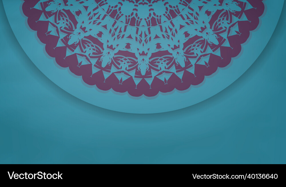Turquoise banner with vintage purple pattern Vector Image