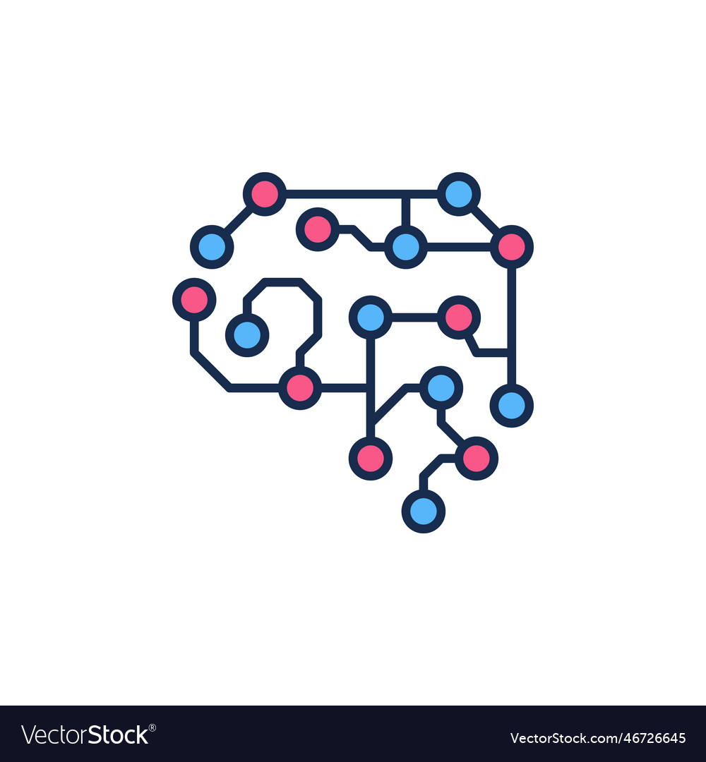 Ai Brain Neural Network Concept Colored Icon Vector Image