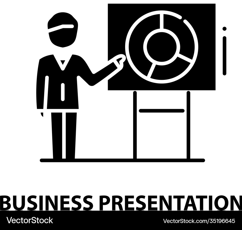Business presentation icon black sign Royalty Free Vector