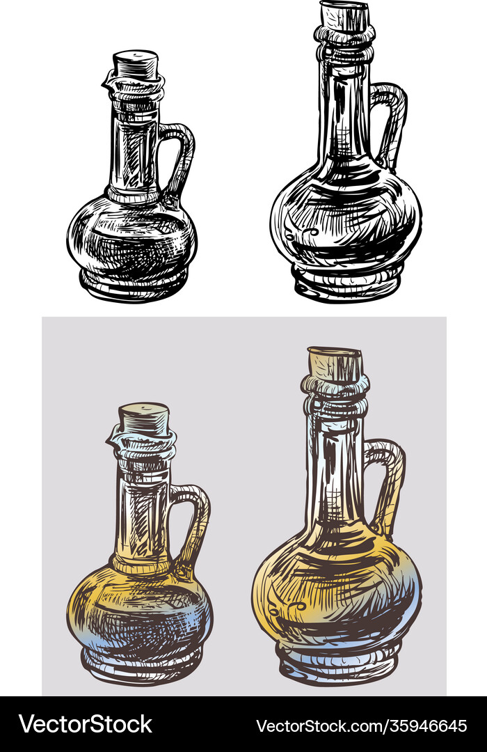 Drawings bottles with vegetable oil Royalty Free Vector