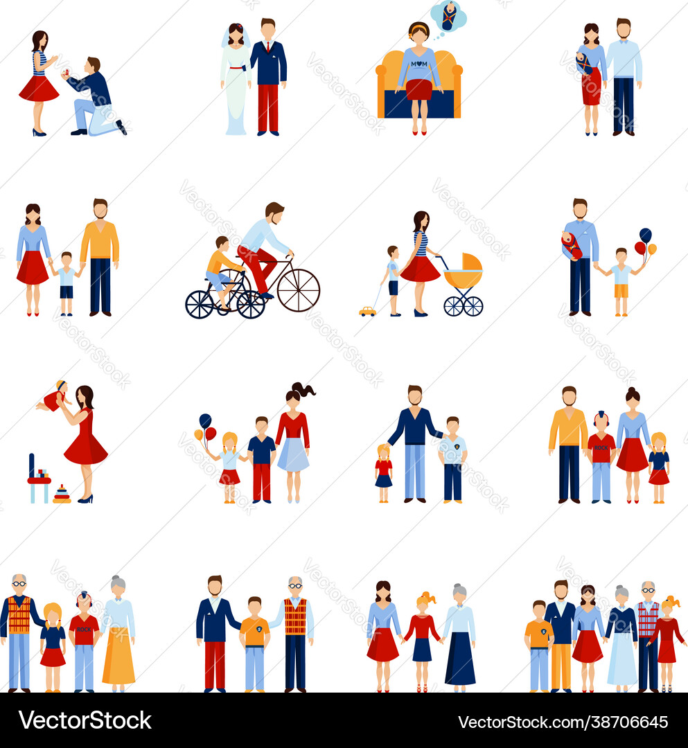 Family icons set Royalty Free Vector Image - VectorStock