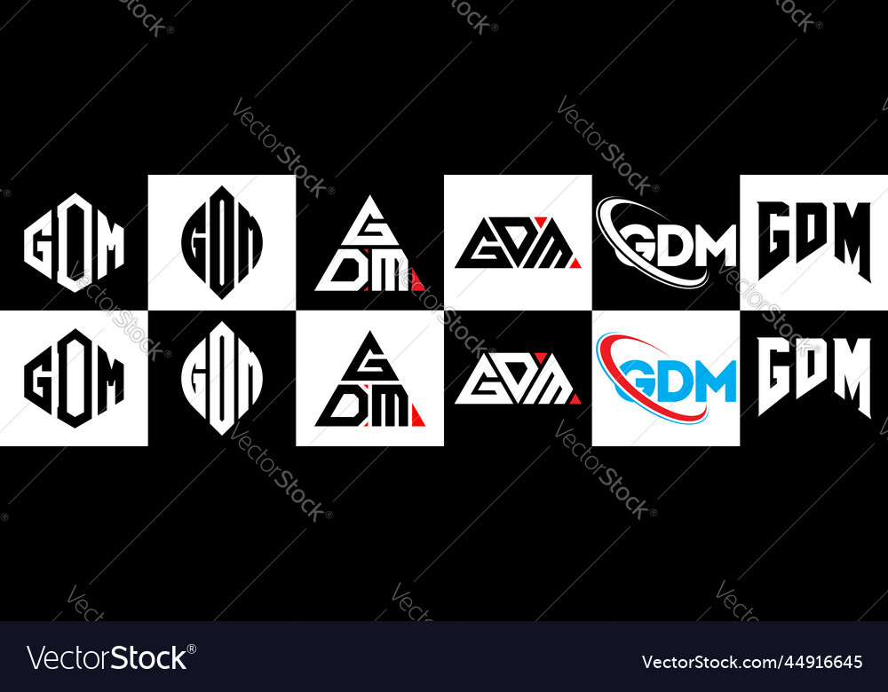 Gdm letter logo design in six style polygon Vector Image