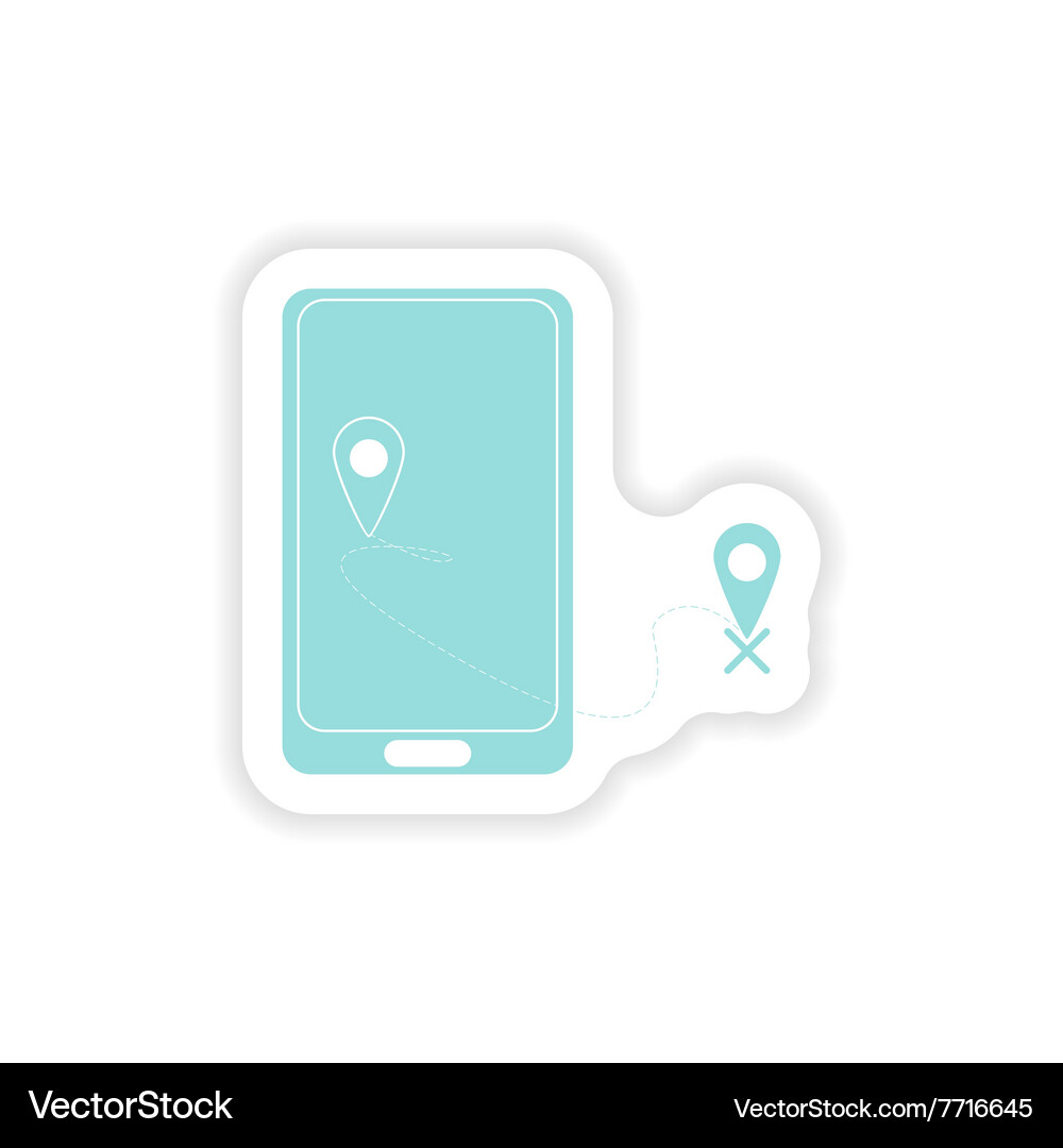 Paper sticker on white background mobile phone Vector Image
