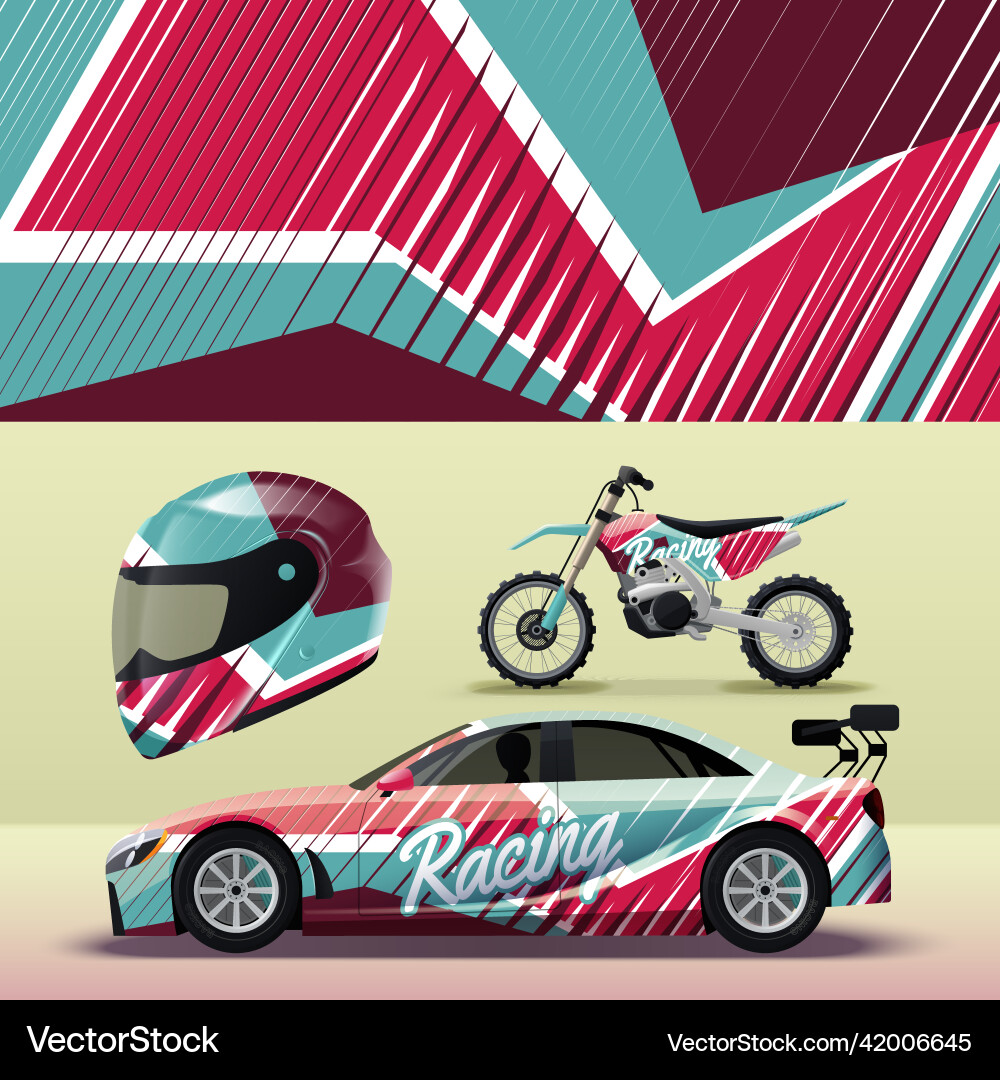 Racing car livery mockup Royalty Free Vector Image