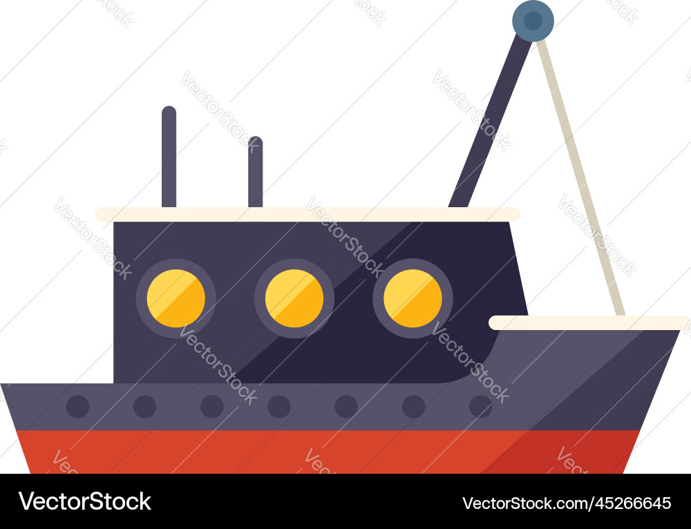 River fish ship icon flat marine vessel Royalty Free Vector
