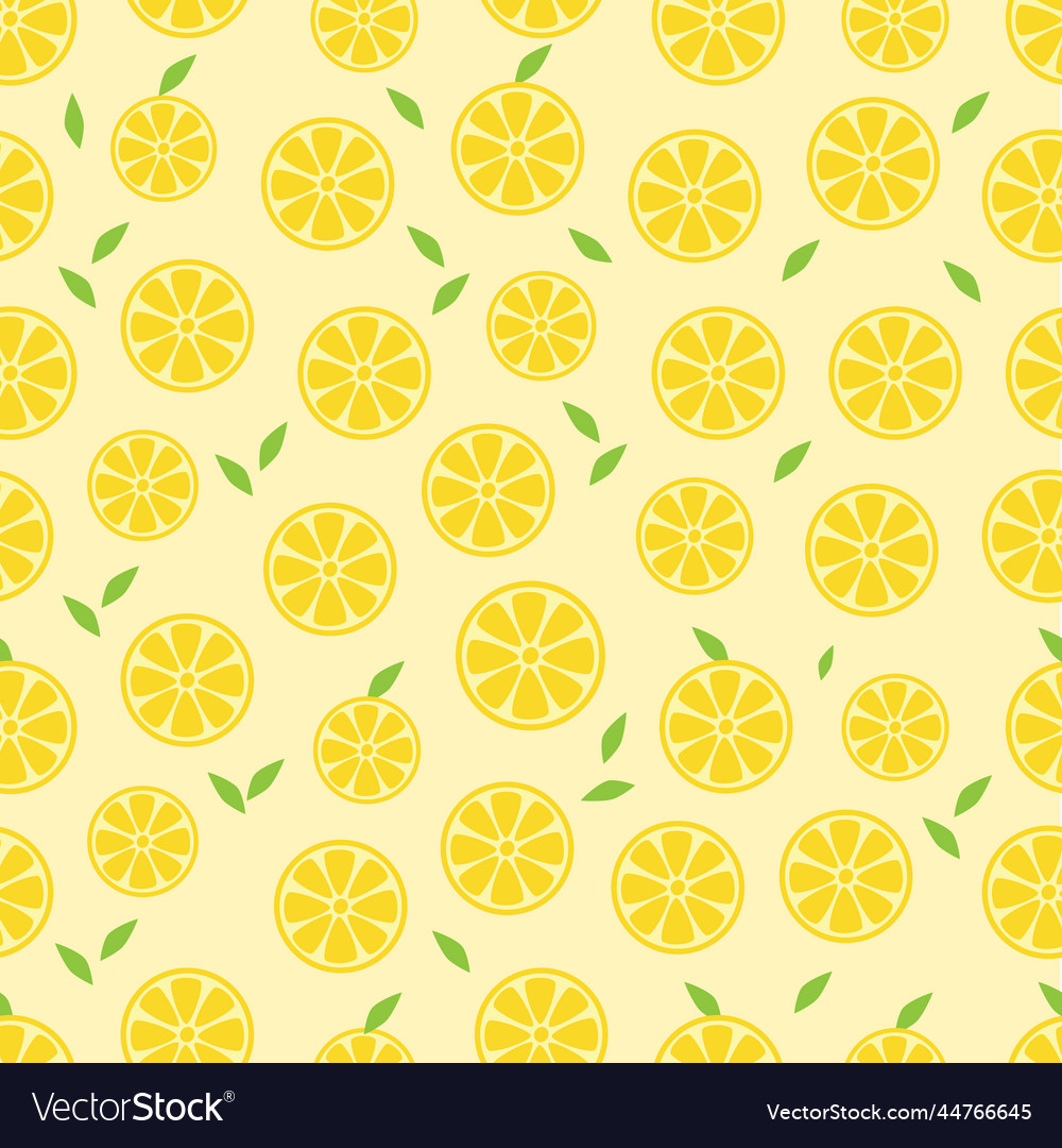 Yellow lemons seamless repeat pattern background Vector Image