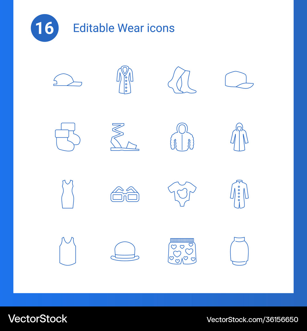 16 wear icons Royalty Free Vector Image - VectorStock