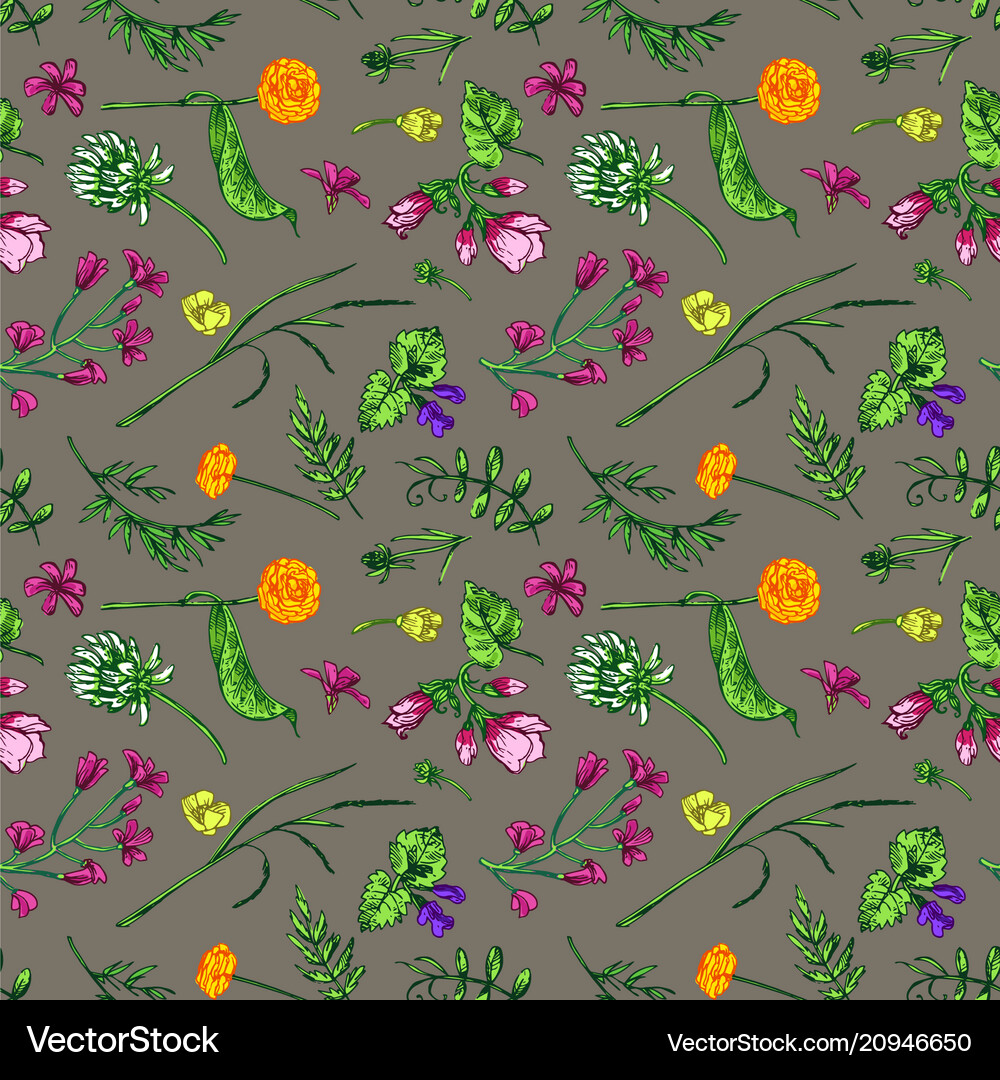 Beautiful hand drawn floral Royalty Free Vector Image