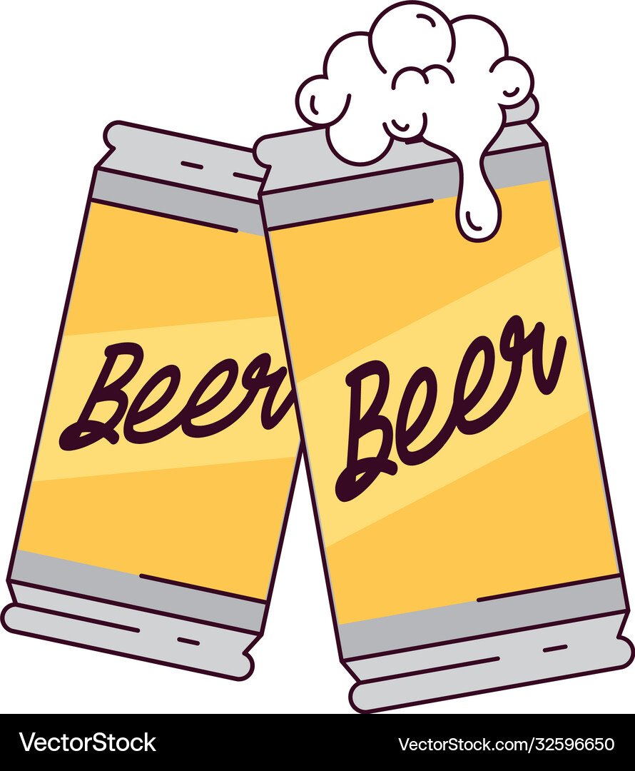 Beer cans cheers on white background Royalty Free Vector