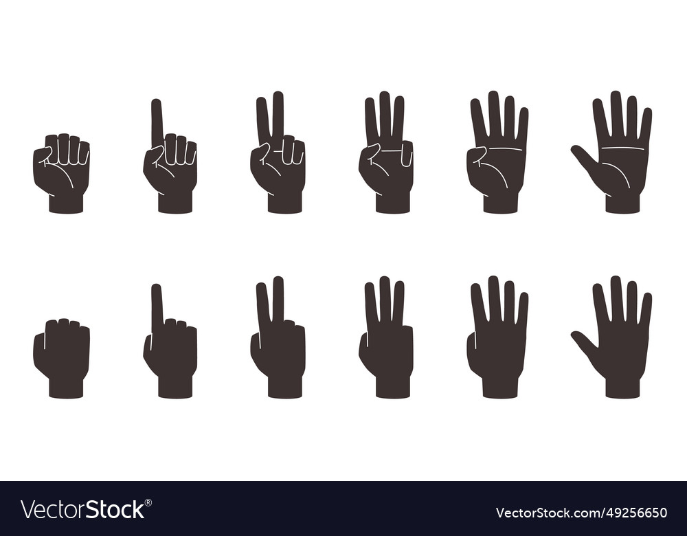Black hands counting icons calculating gesture Vector Image