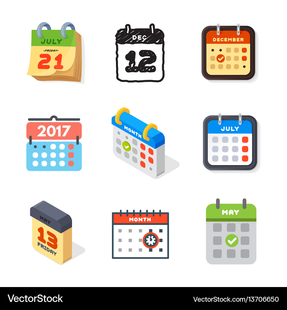 Calendar web icons office organizer Royalty Free Vector
