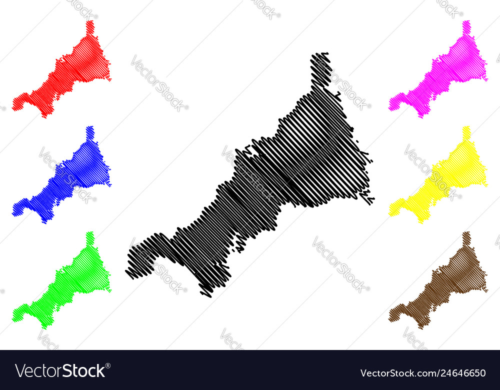 Cornwall map Royalty Free Vector Image - VectorStock