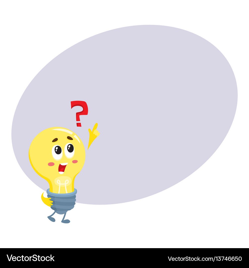 Cute light bulb character with funny face and Vector Image