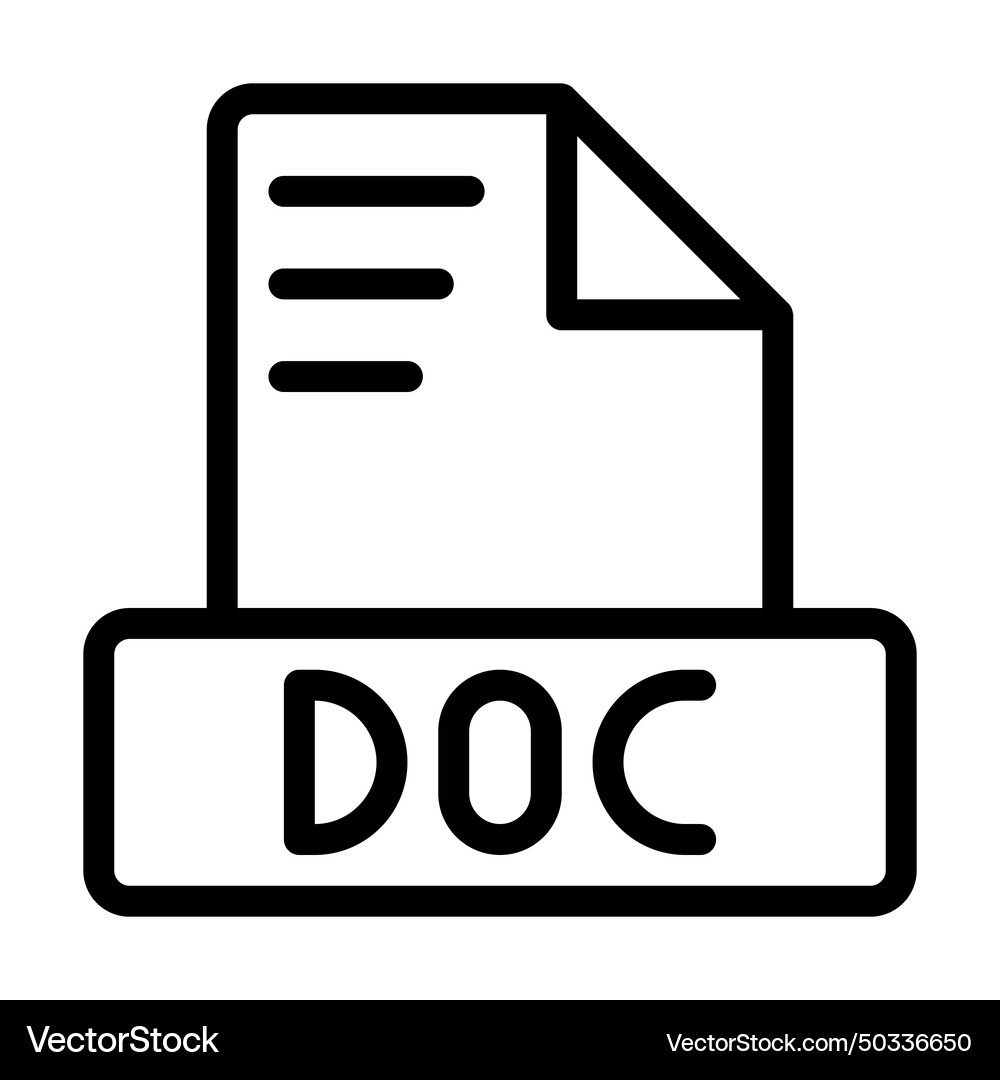 Doc file icon outline extension icons Royalty Free Vector