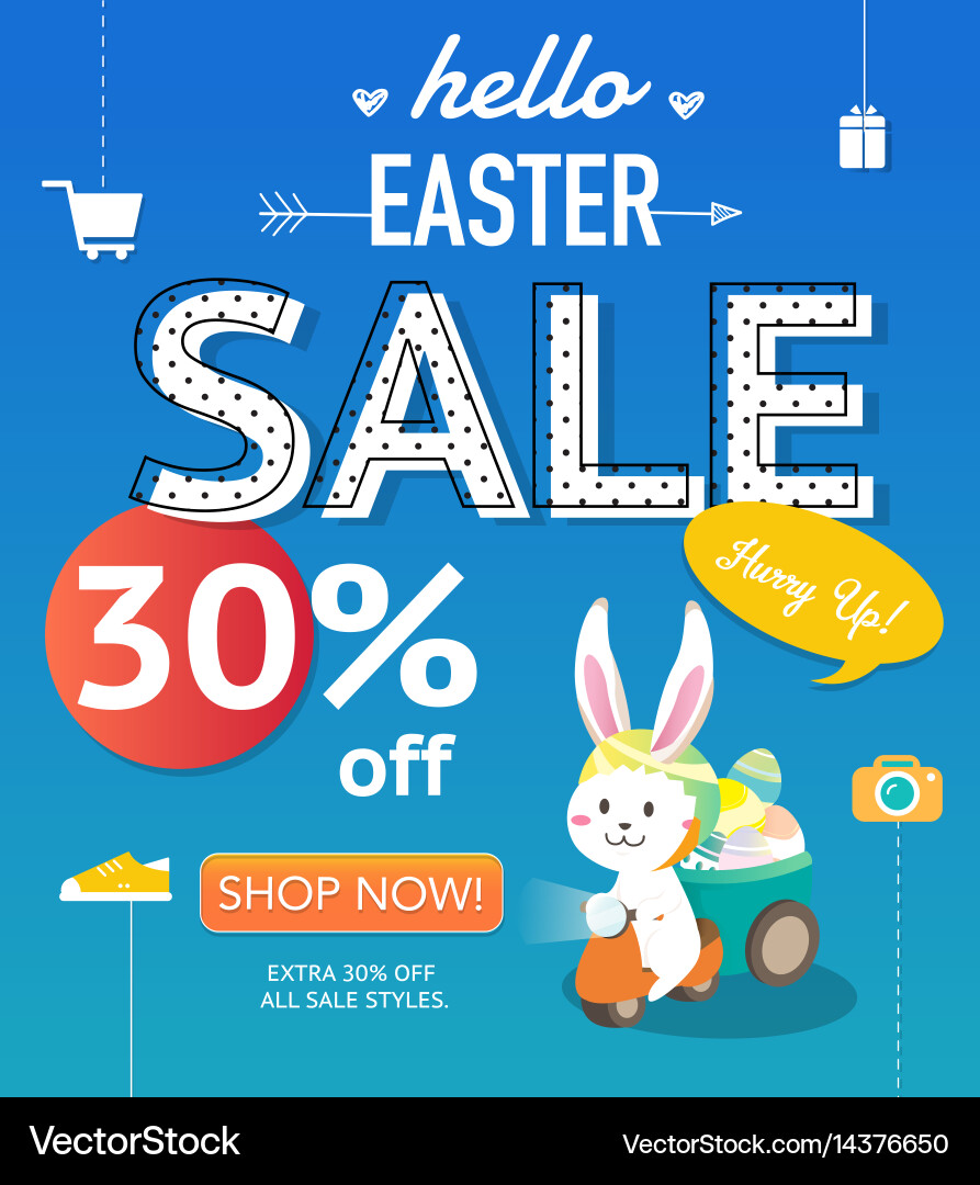 Easter sale banner background template Royalty Free Vector