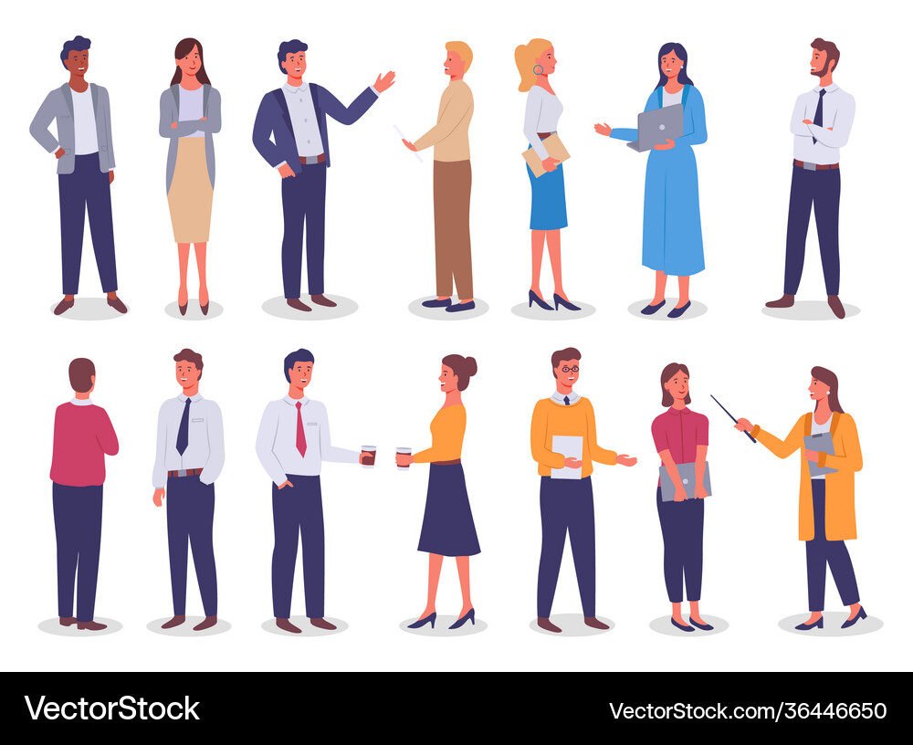 Group business working people standing on white Vector Image