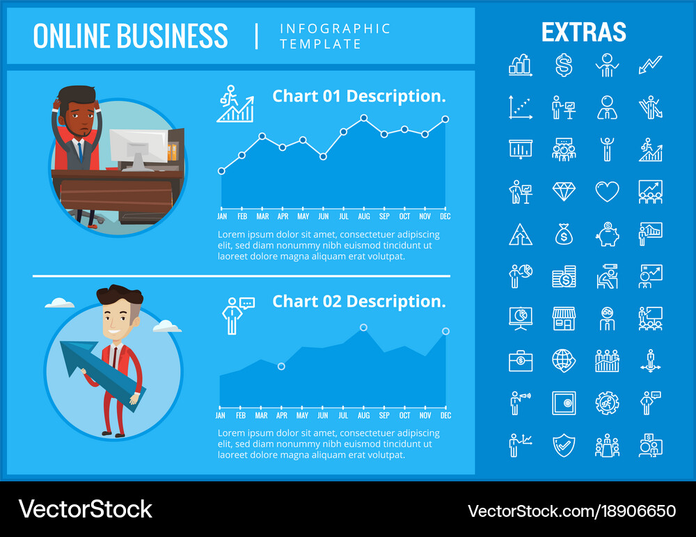 Online business infographic template and elements Vector Image