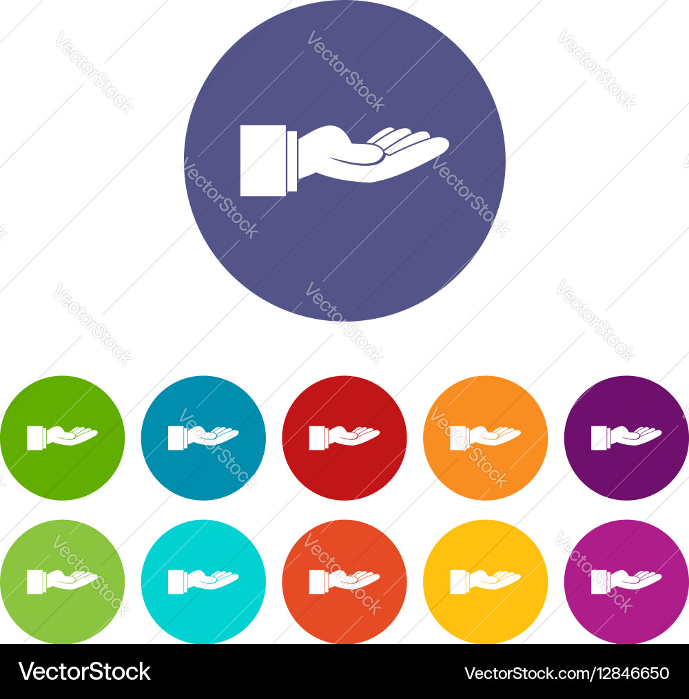Outstretched hand gesture set icons Royalty Free Vector