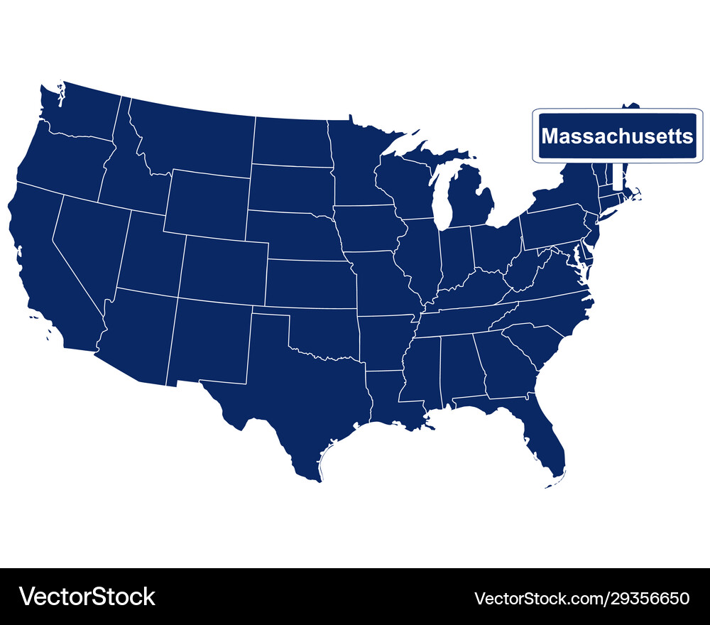 State massachusetts with road sign Royalty Free Vector Image