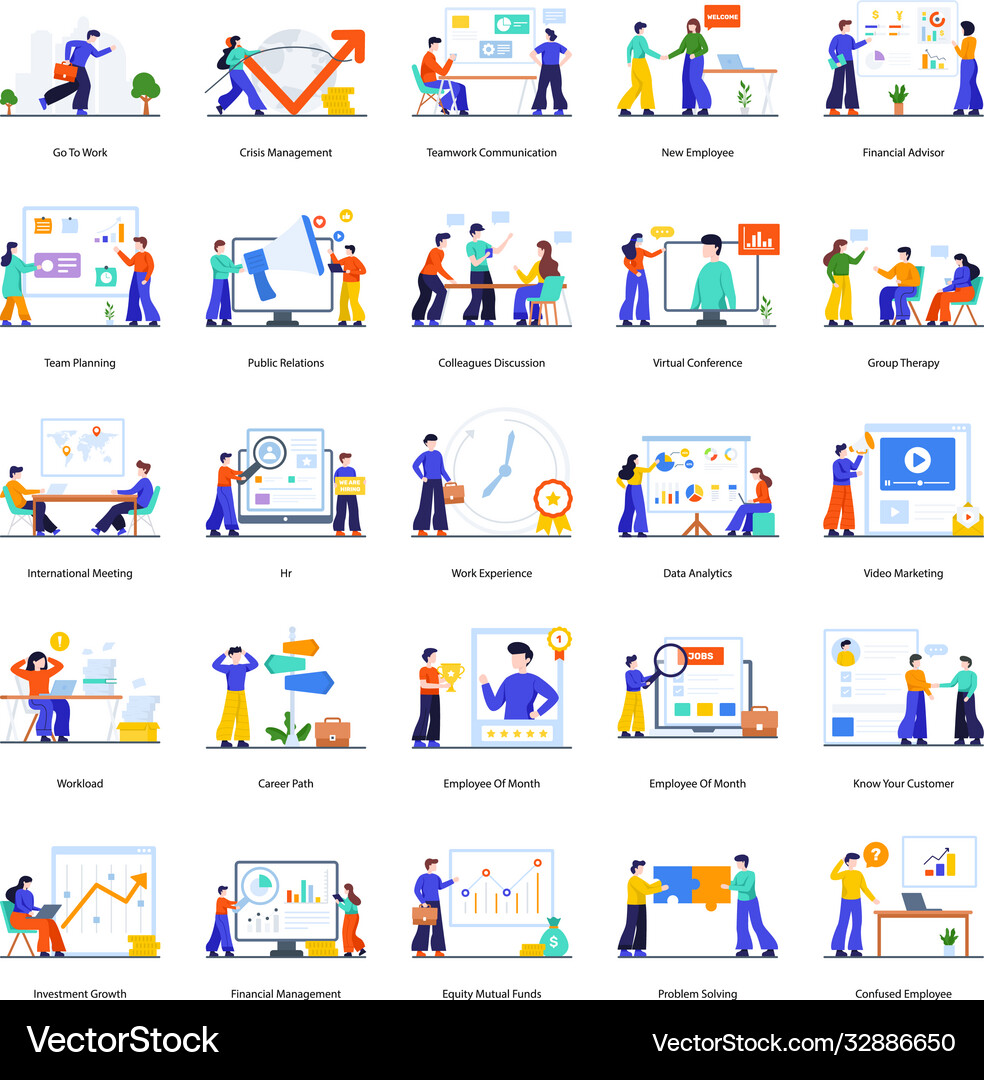 Teamwork and team building in flat style Vector Image