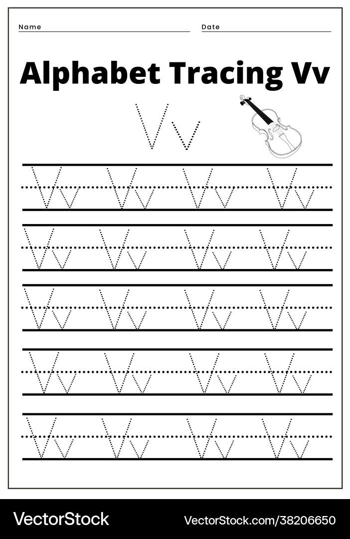 Tracing alphabet vv Royalty Free Vector Image - VectorStock