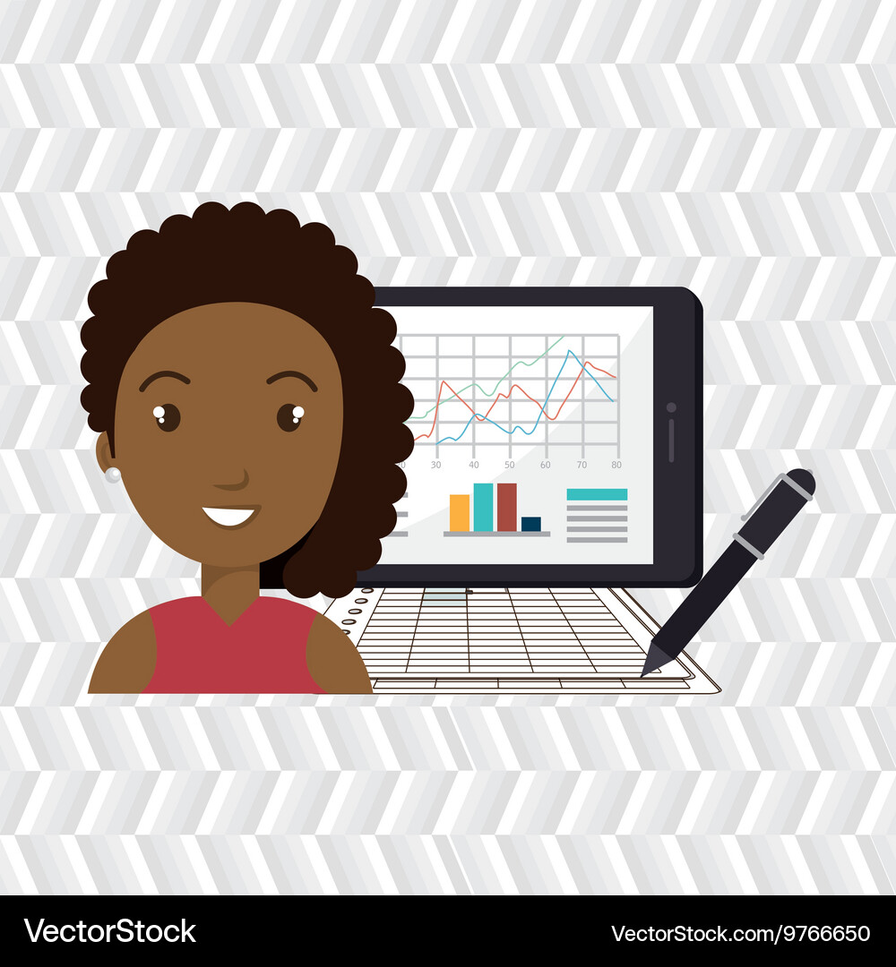 Woman with pc isolated icon design Royalty Free Vector Image