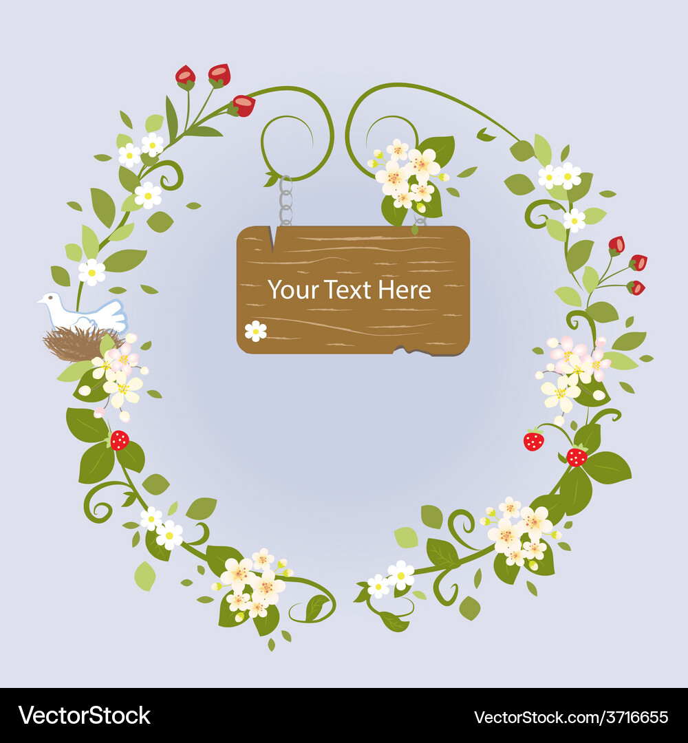 Blossom frame fairy message text love bird Vector Image
