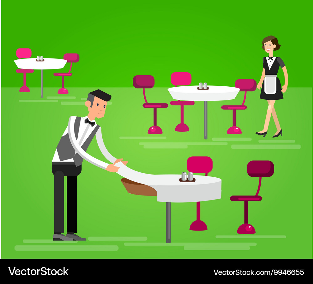 Detailed character people in restaurant Royalty Free Vector