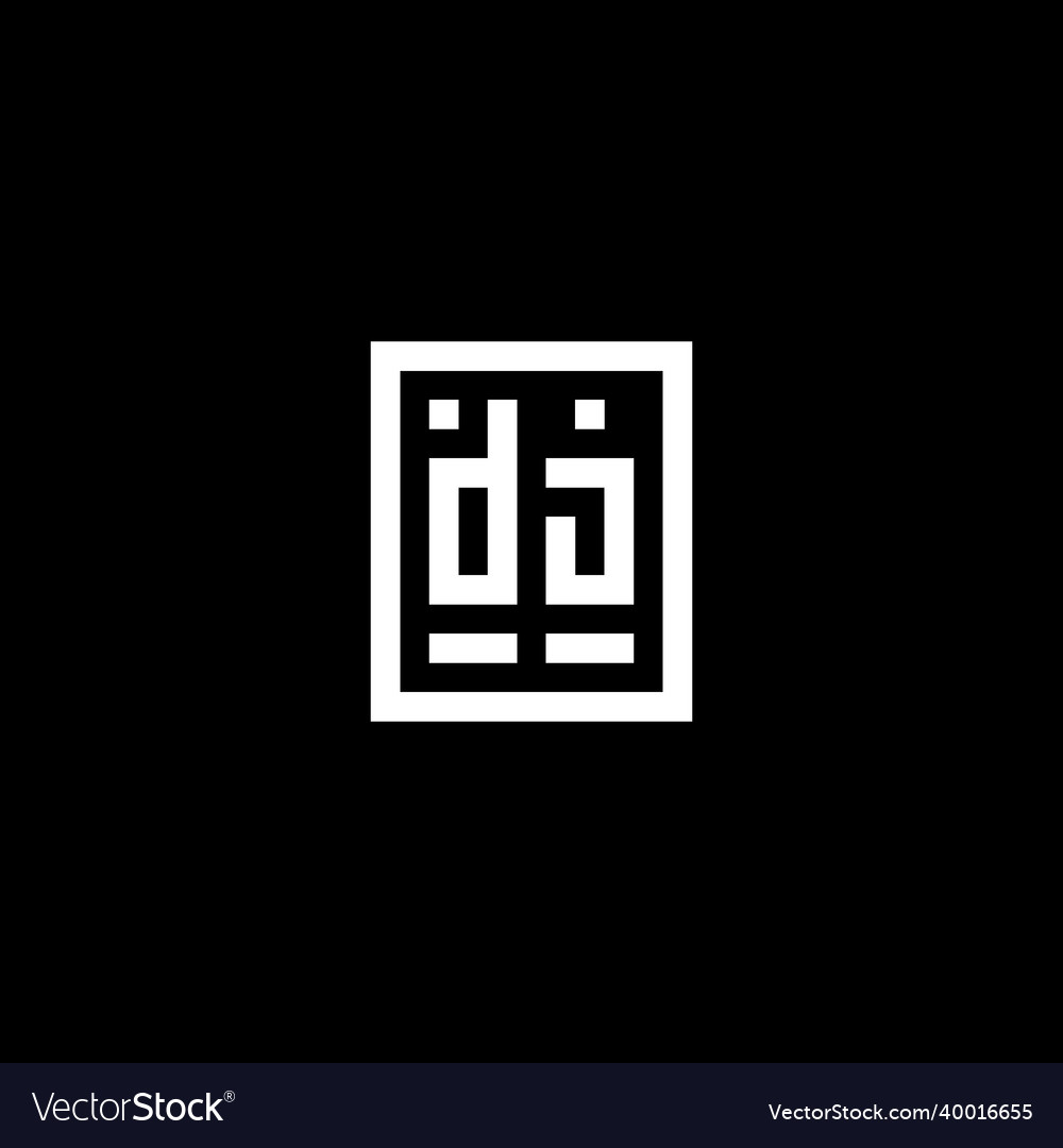 Dj initial logo with square rectangular shape Vector Image