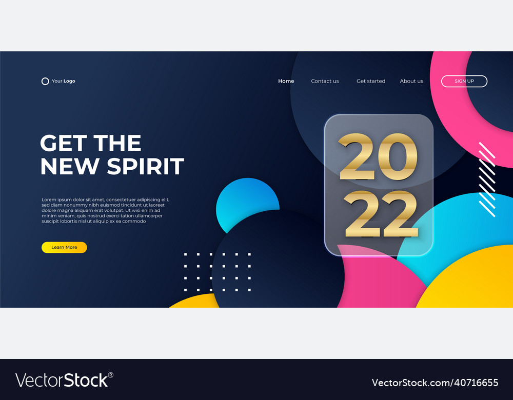 Happy new year 2022 colorful landing page web Vector Image