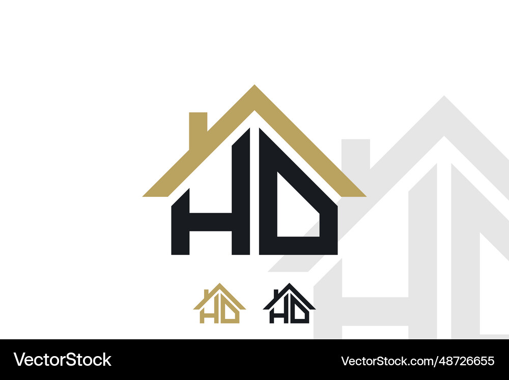 Letter hd logo design with house concept Vector Image