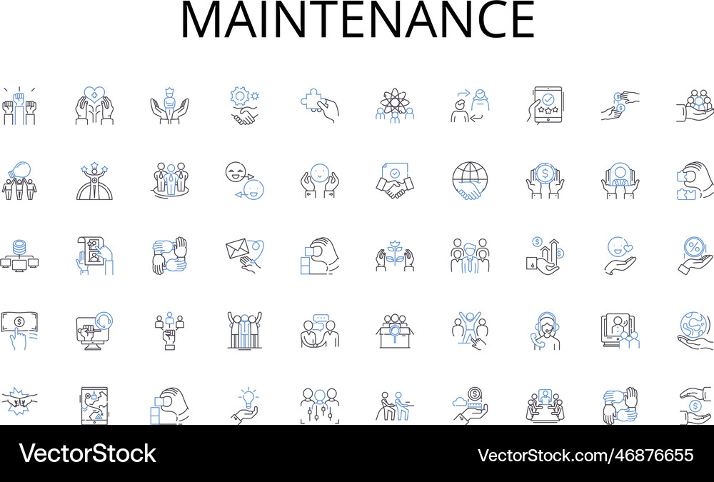 Maintenance line icons collection bus train Vector Image