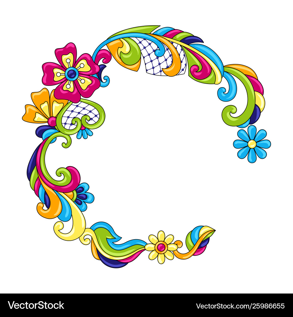 Mexican decorative frame with ornamental flowers Vector Image