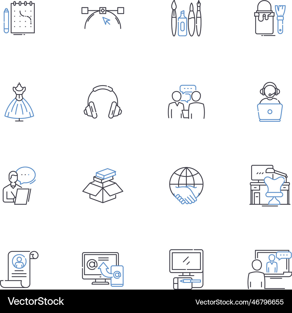 Outsourced professional line icons collection Vector Image