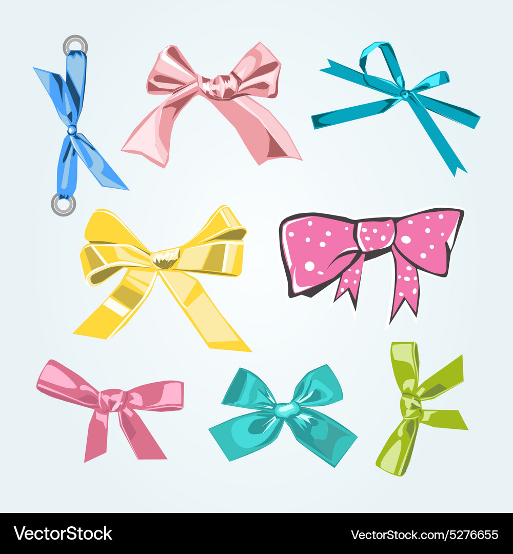 Set of colorful bows Royalty Free Vector Image